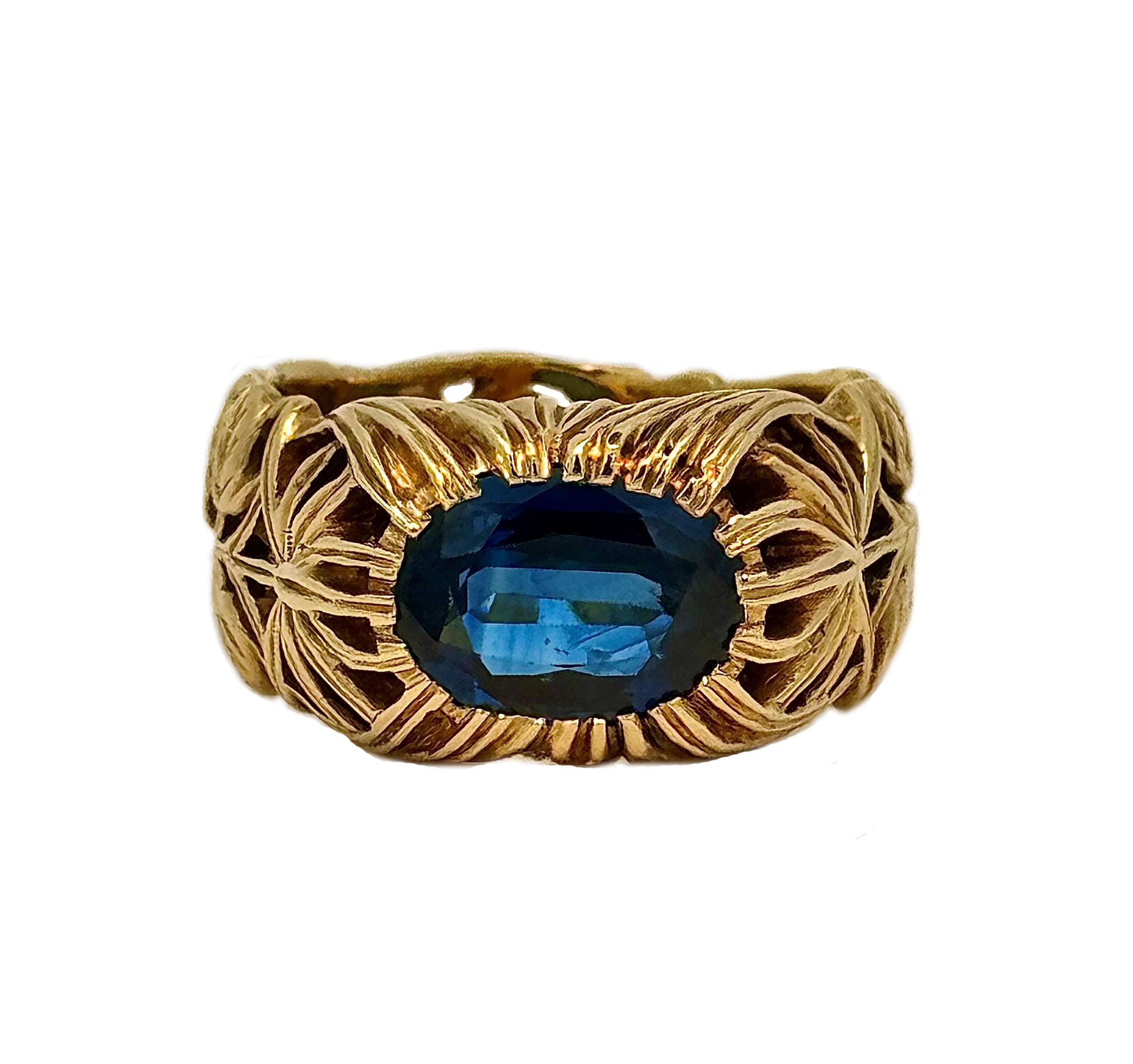 Art Nouveau Sapphire 18k Gold Ring Neil Lane Couture